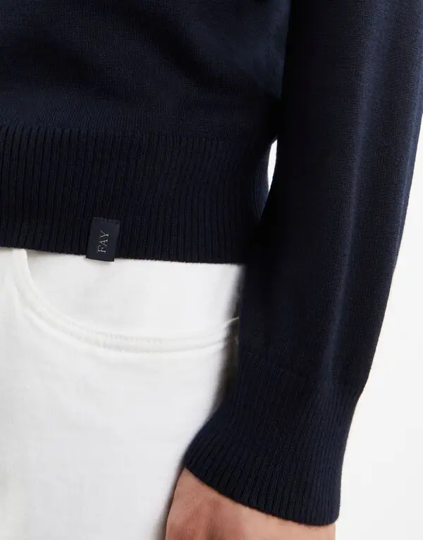 FAY Long-sleeved Round-neck Jumper - Black