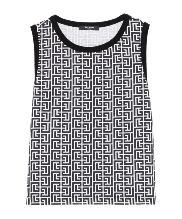 Balmain Logo Print Sleeveless Top