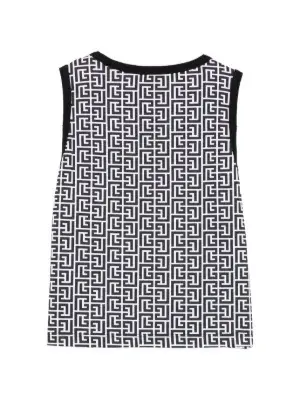 Balmain Logo Print Sleeveless Top