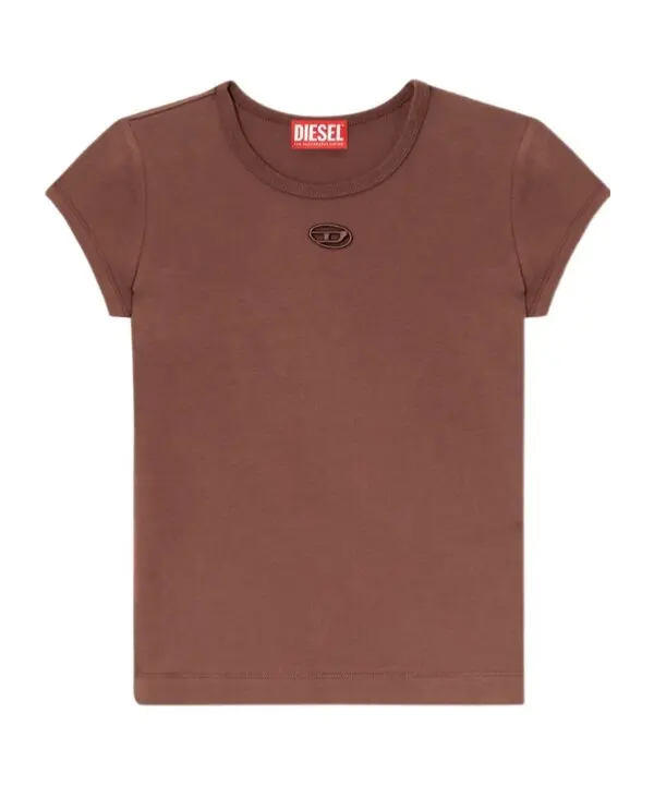 DIESEL® T-angie-od' Embroidered Logo T-shirt - Brown