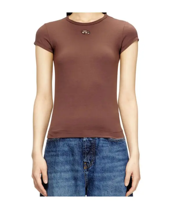 DIESEL® T-angie-od' Embroidered Logo T-shirt - Brown