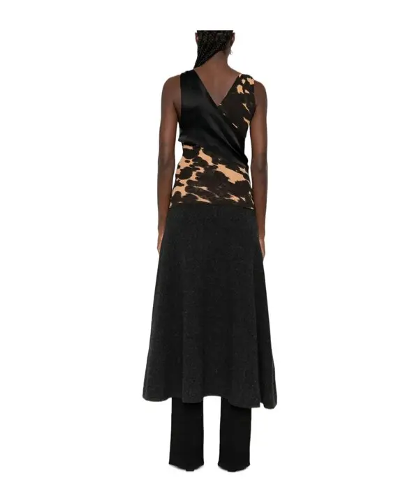 Nanushka Draped Abstract Print Sleeveless Top With Tie Waistband - Black