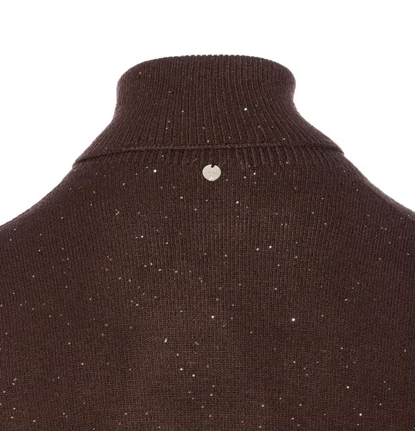 Liu Jo Roll Neck Sequin Embellished Sweater - Brown