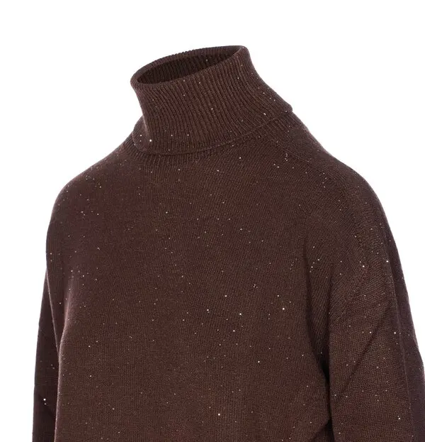 Liu Jo Roll Neck Sequin Embellished Sweater - Brown