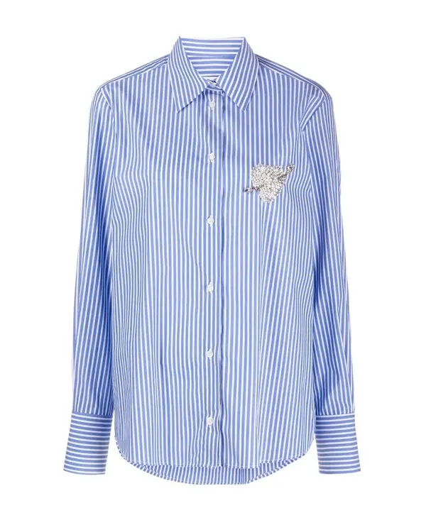 MSGM Embellished Heart Cotton Shirt