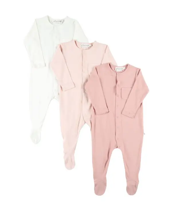 Bonpoint Long-sleeve Cotton Footed Babygrow Set Of Three - Pink