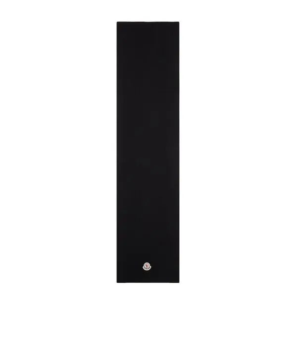 Moncler Logo Patch Knit Scarf - Black