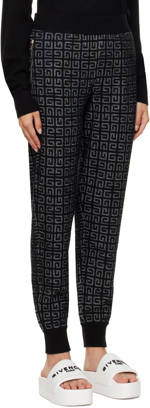 Givenchy 4g Monogram Cashmere Track Pants - Black