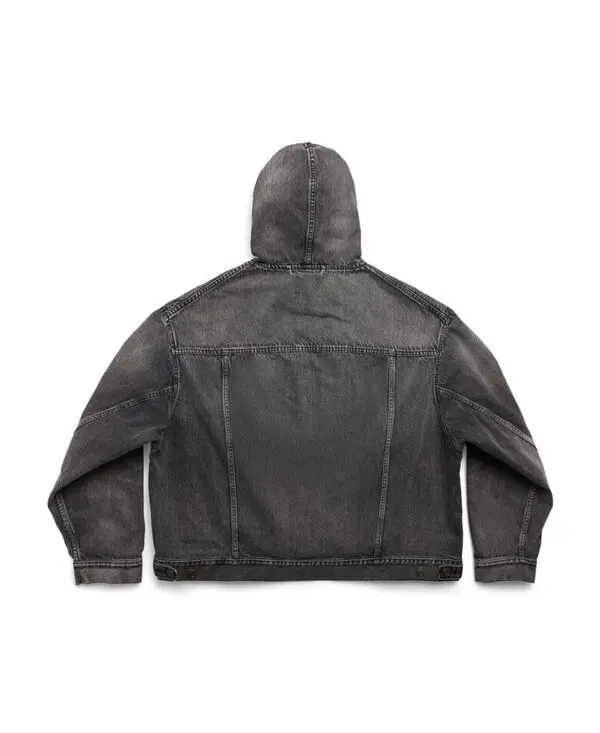 Balenciaga Grey Denim Hooded Jacket
