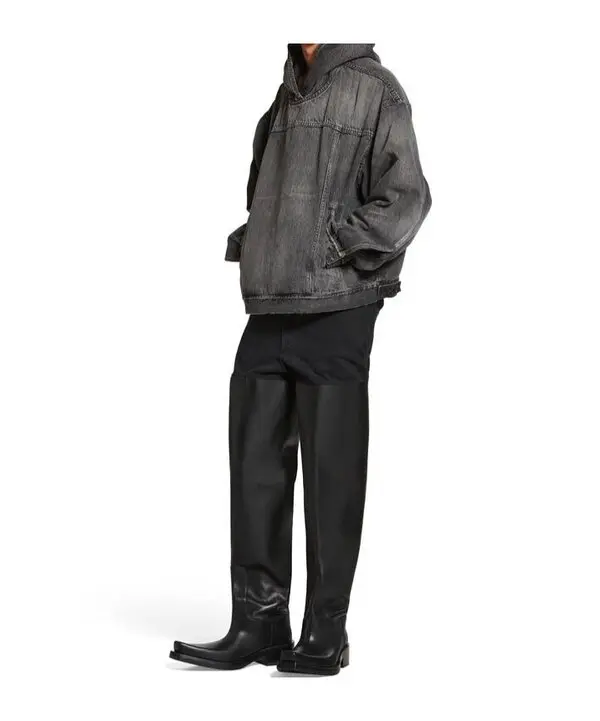Balenciaga Grey Denim Hooded Jacket