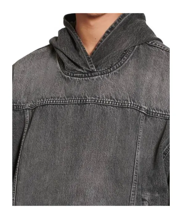 Balenciaga Grey Denim Hooded Jacket