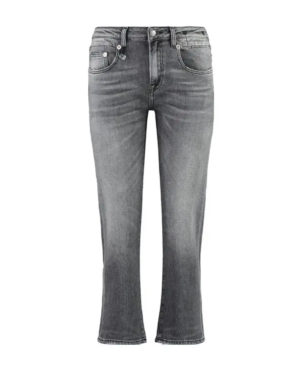 R13 Mid Rise Distressed Edge Jeans