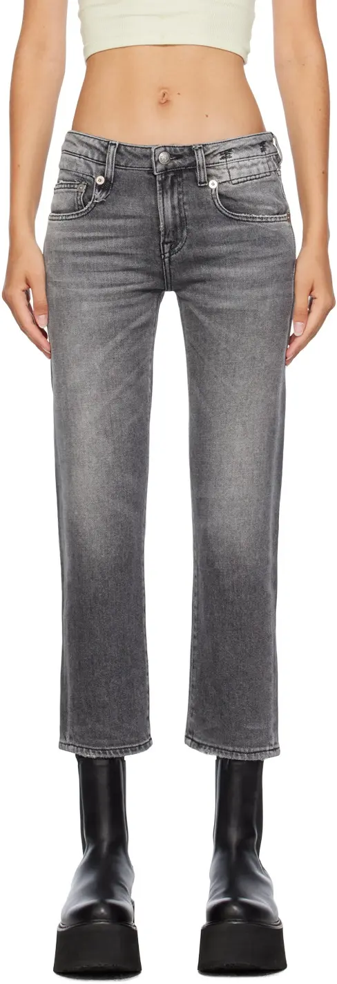 R13 Mid Rise Distressed Edge Jeans