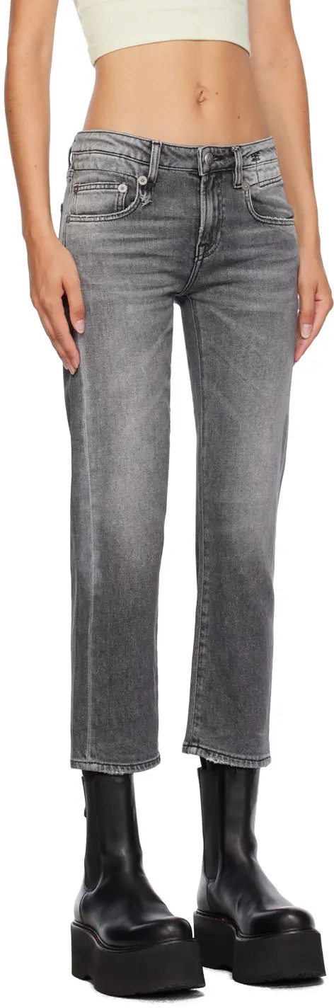 R13 Mid Rise Distressed Edge Jeans