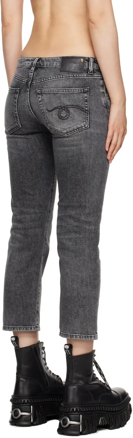 R13 Mid Rise Distressed Edge Jeans
