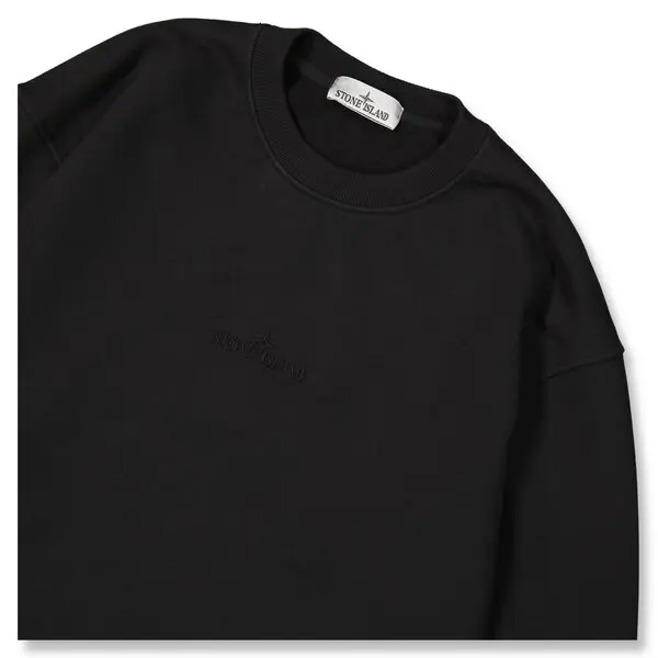 Stone Island Logo Embroidered Cotton Crewneck Sweatshirt