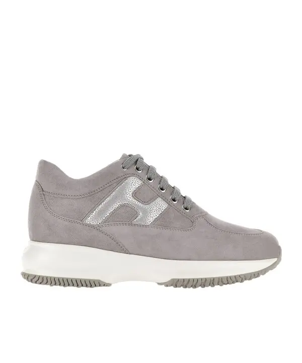 Hogan Interactive Round Toe Lace-up Sneakers - Grey
