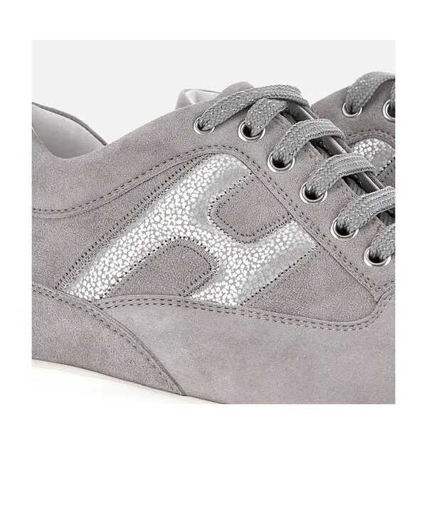 Hogan Interactive Round Toe Lace-up Sneakers - Grey