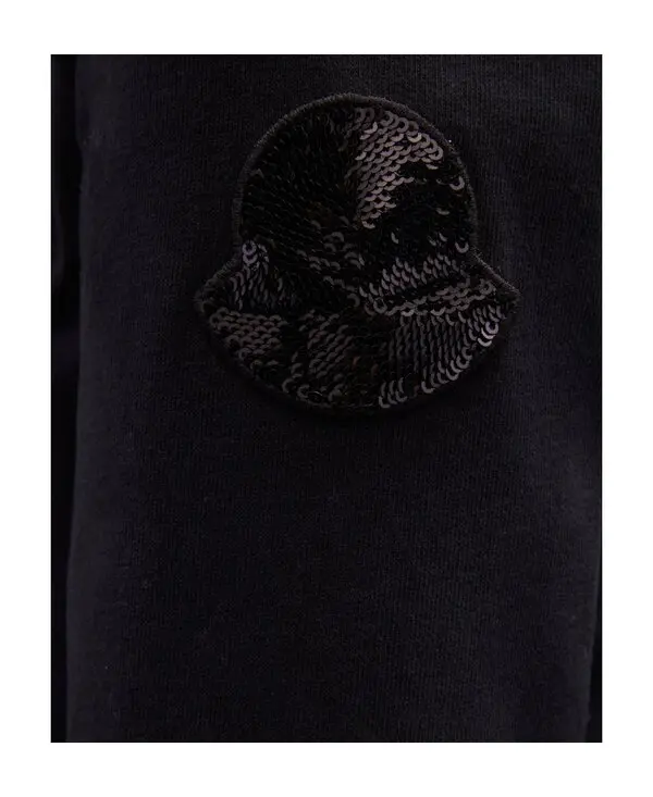 Moncler Long Sleeve High Neck Top With Sequined Logo