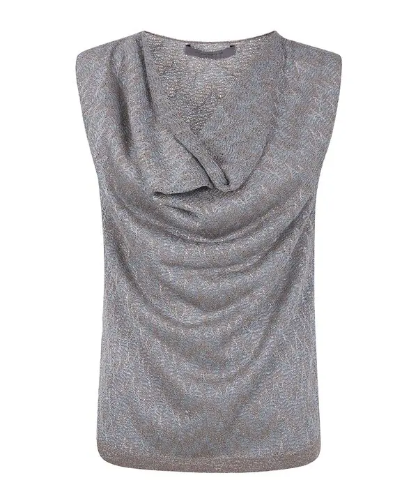 D.exterior Sleeveless Draped Knit Top - Gray