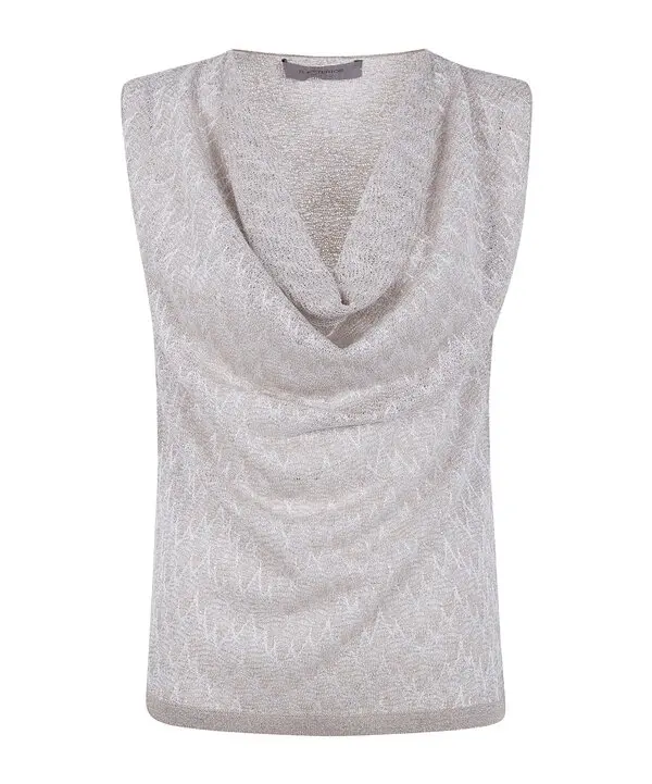 D.exterior Sleeveless Draped Knitted Top - Gray