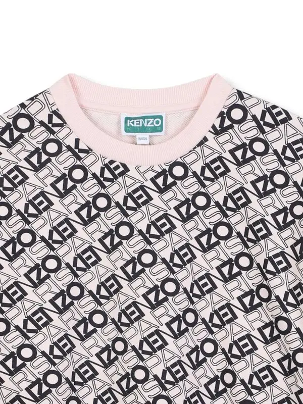 Kenzo All-over Logo Print Long Sleeve Crewneck Dress