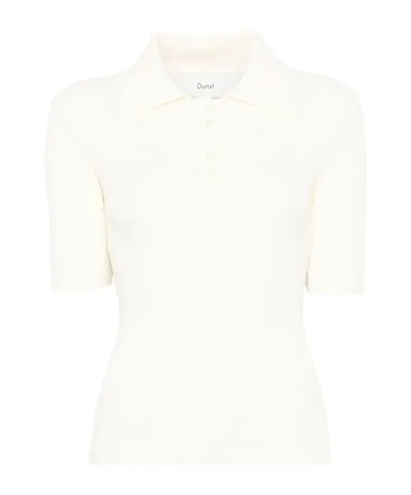 DUNST Ribbed-knit Polo Top - No