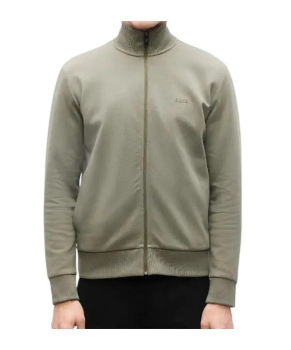 Hugo Boss High-neck Full-zip Sweatshirt With Ribbed Details
