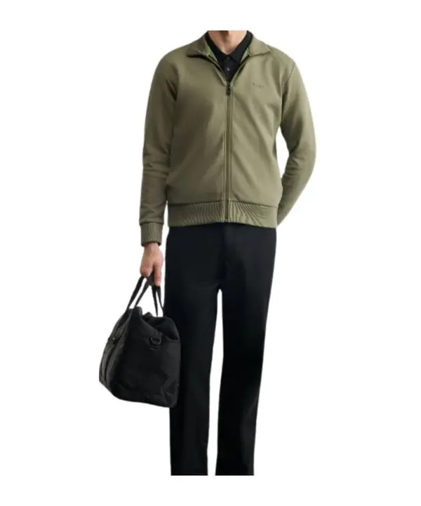 Hugo Boss High-neck Full-zip Sweatshirt With Ribbed Details