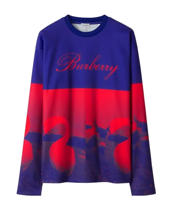 Burberry Photograph Print Cotton Blend Sweatshirt - Blue