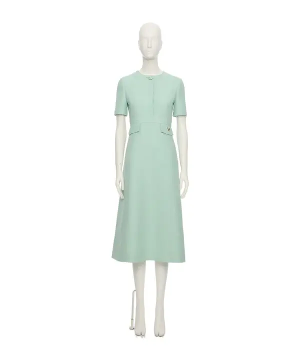 Valentino Garavani Logo Detail A-line Dress - Celadon
