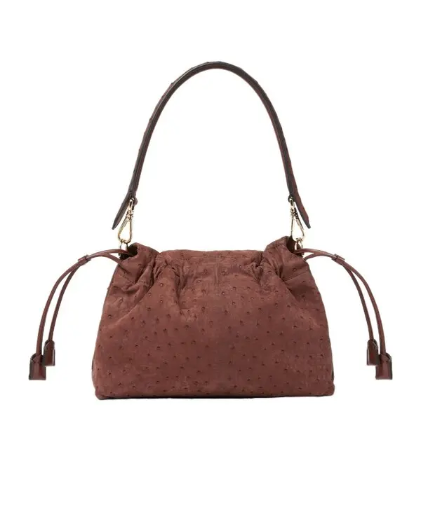 Fendi Ostrich Leather Bag With Ff Buckle