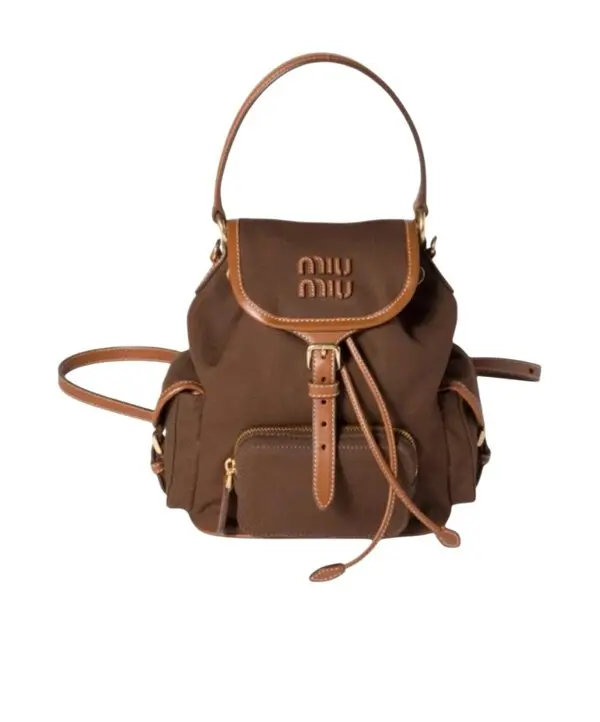 Miu Miu Flap Backpack With Gold Hardware