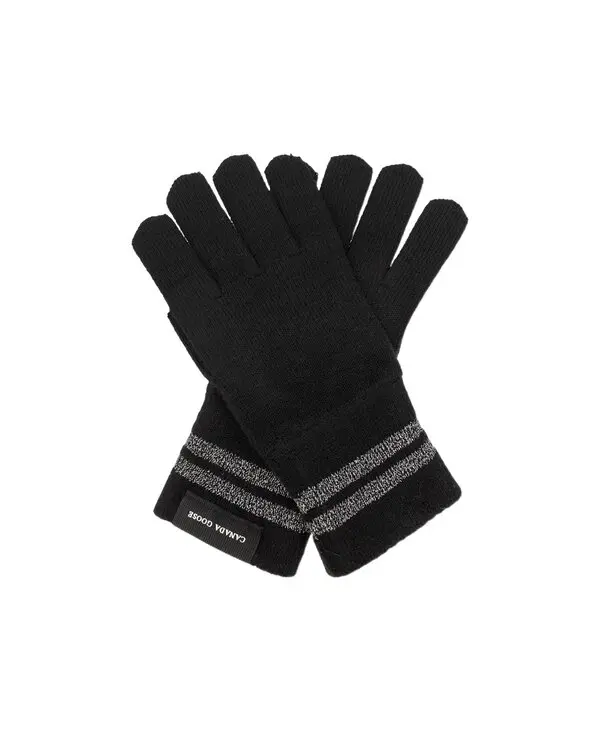 Canada Goose Metallic Stripe Merino Knit Gloves - Black