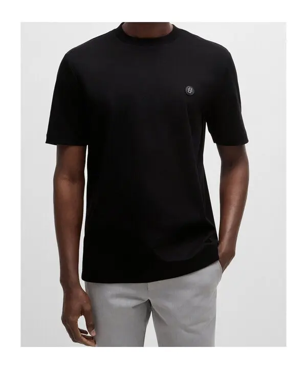Hugo Boss Double Monogram Patch Crewneck T-shirt - Black