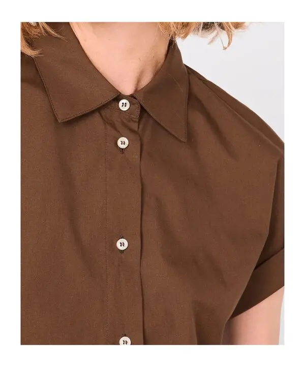 Officine Générale Short Sleeve Shirt Dress With Waist Tie