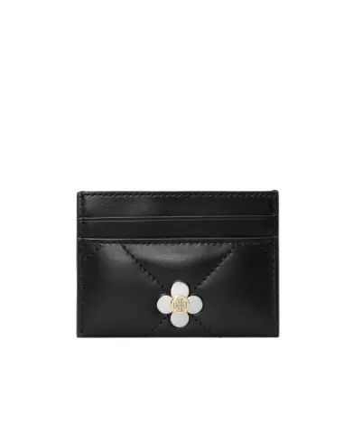 Tory Burch Kira Quilted Clover Card Holder - Black