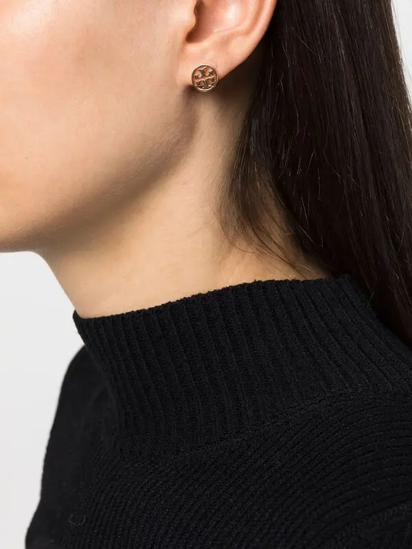 Tory Burch Miller Double T Logo Stud Earrings