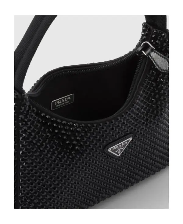 Prada Re-edition Mini Satin Bag With Crystals