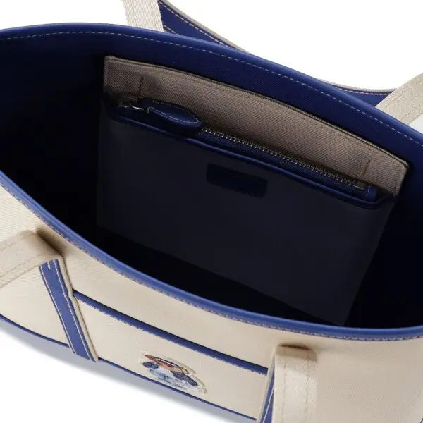 Polo Ralph Lauren Canvas Top Handle Bag With Embroidered Bear