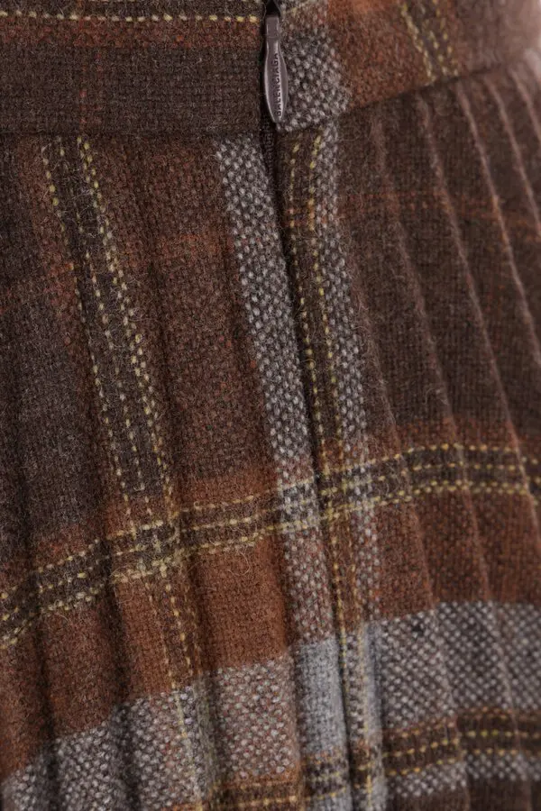 Balenciaga Checked Pleated Skirt