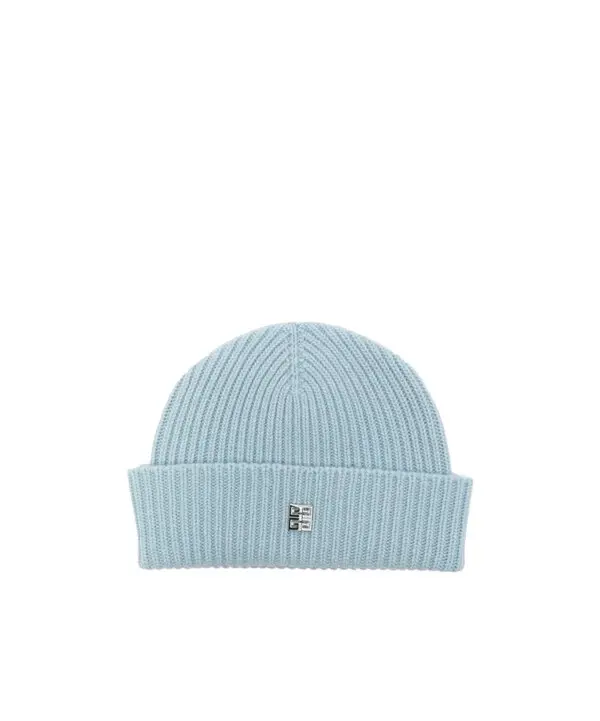 Givenchy Logo Plaque Knit Beanie - Blue