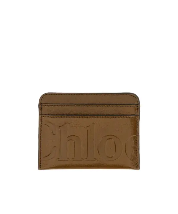 Chloé Logo Embossed Cardholder - Brown