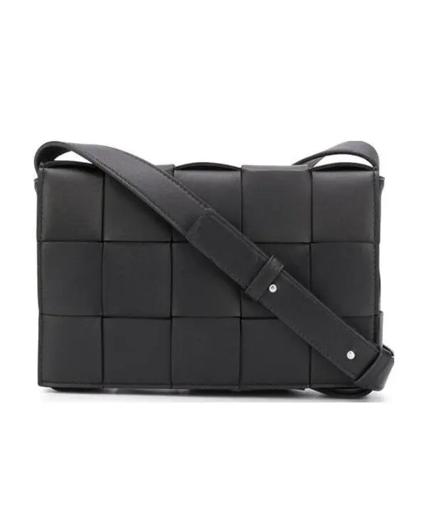 Bottega Veneta Cassette Intreccio Crossbody Bag - Black