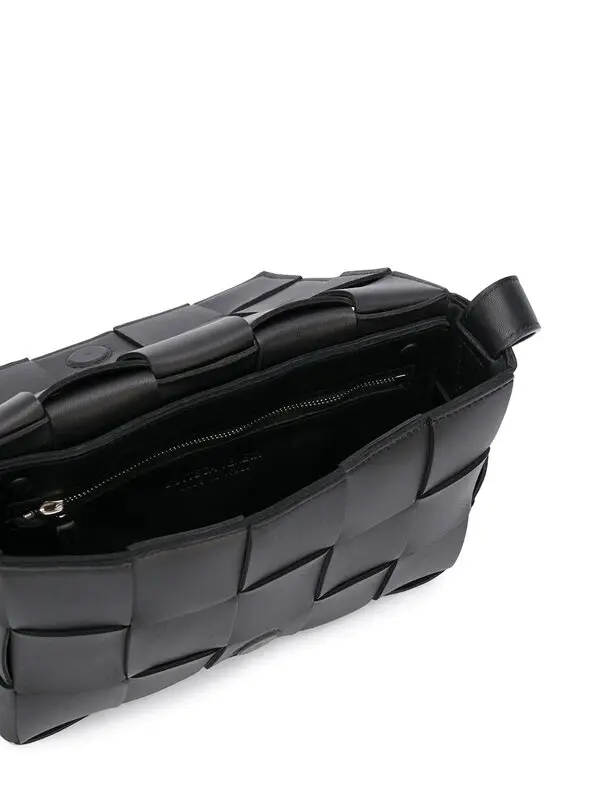 Bottega Veneta Cassette Intreccio Crossbody Bag - Black