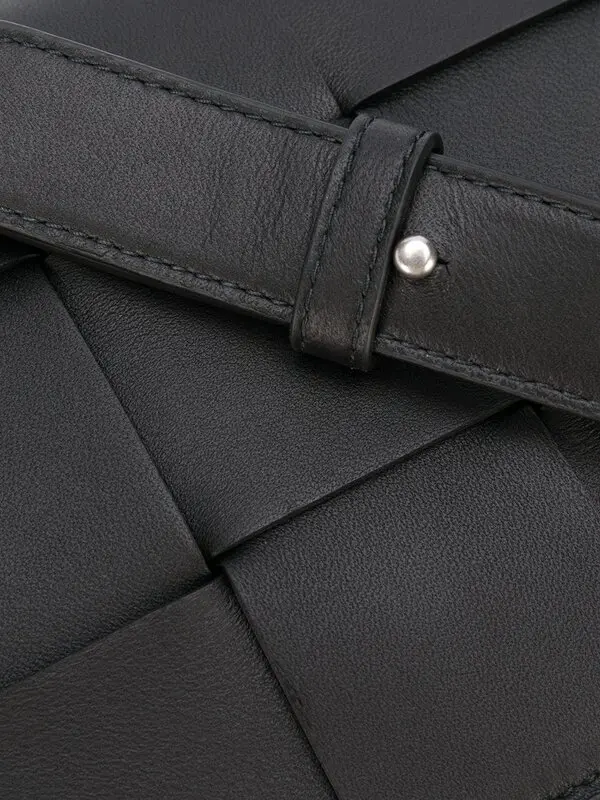 Bottega Veneta Cassette Intreccio Crossbody Bag - Black
