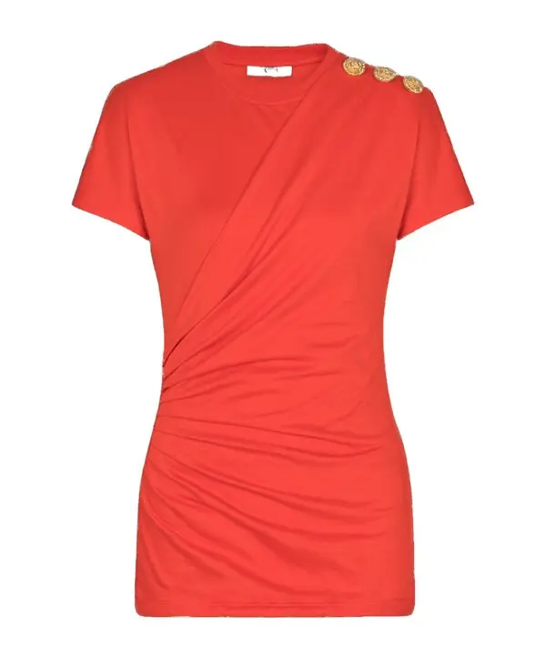 Balmain Short-sleeved Draped Jersey T-shirt