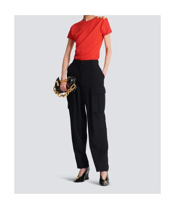 Balmain Short-sleeved Draped Jersey T-shirt