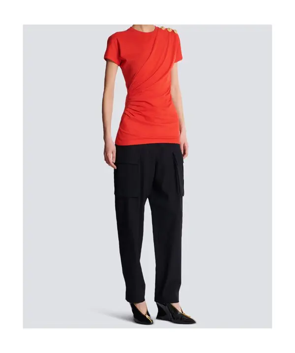 Balmain Short-sleeved Draped Jersey T-shirt