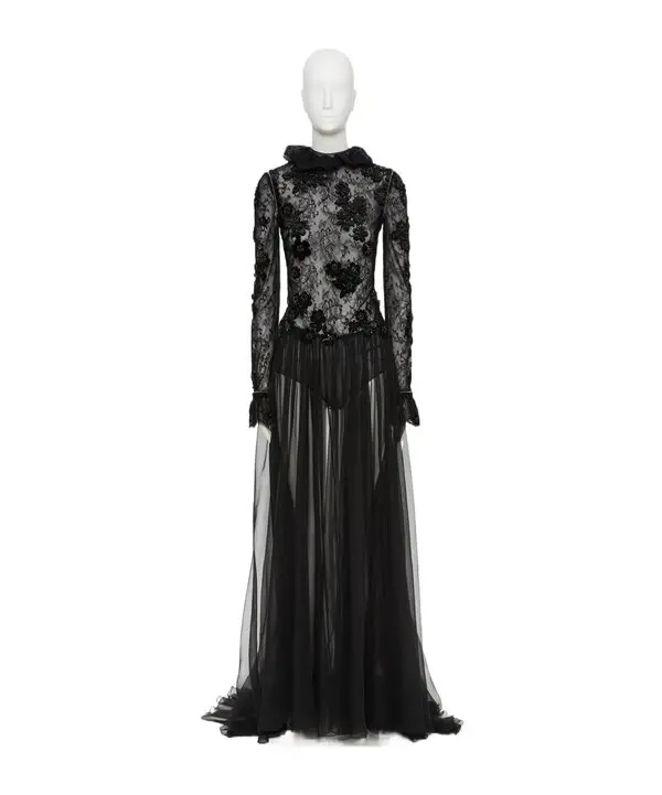 Valentino Garavani Long-sleeved Lace Dress - Black